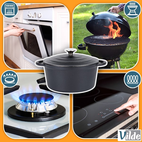 Gjutjärnsgryta med lock CAST LINE 24 cm, 3,9 l | CDON