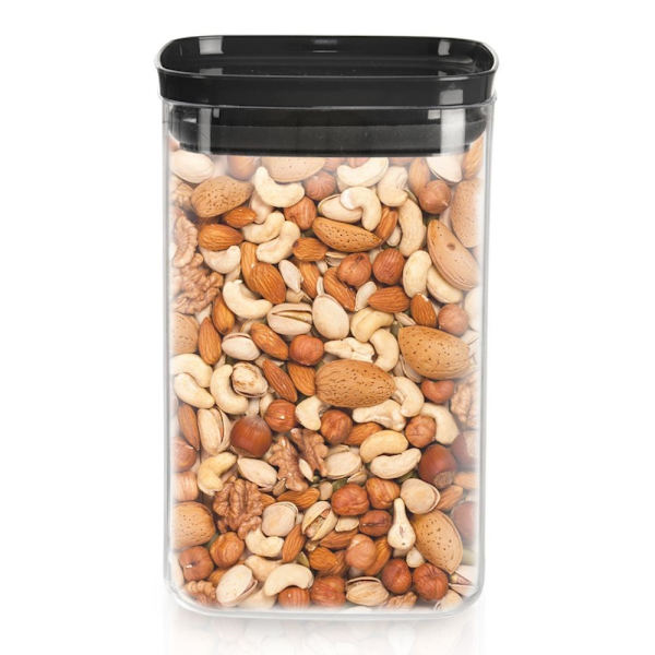 1,4 l fyrkantig behållare för lösa produkter med lock och försegling | CDON