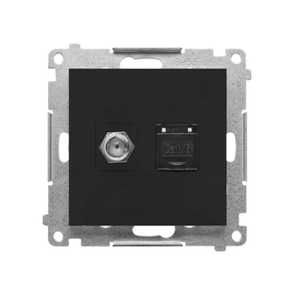 Simon 55 F-typ antennuttag + RJ45 datoruttag mattsvart | CDON