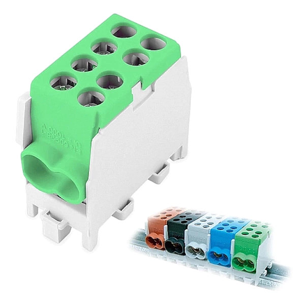 Fördelningsblocksgrenterminal för TH35-skena 10–35 mm² Grön 125A 400V ...