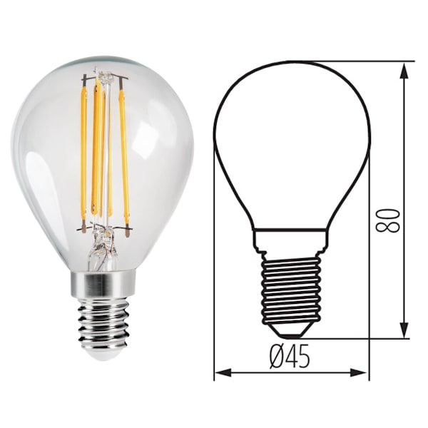 LED Dekorativ Filamentpære E14 Lille Gevind 4,5W=40W 470lm Varm Kanlux ...
