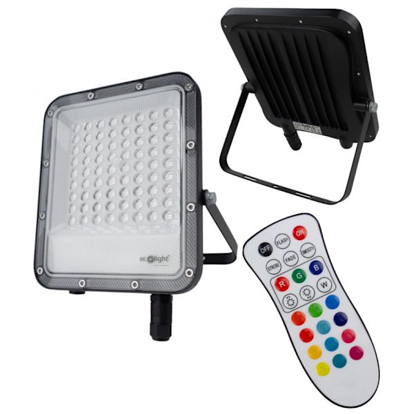Udendørs halogen LED-projektør 50W variabel farve RGB+6500K med ...