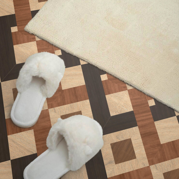 Geometrisella puukuviolla varustettujen vinyylilaattojen setti ...