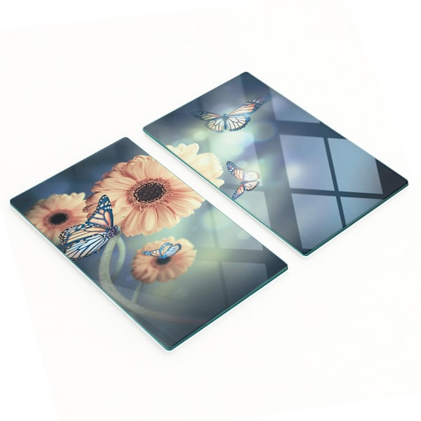 Skärbrädor i glas för kök med grafik av gerberablommor 2x30x52 cm | CDON