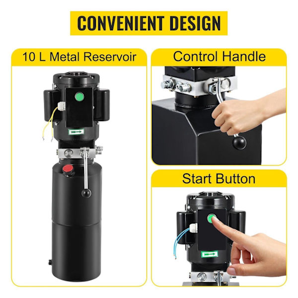 2950PSI enfas billyftshydraulikpump med 10L tank, bekväm design, snabb ...