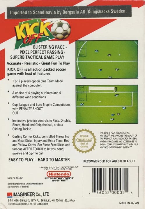 Kick Off - Nintendo 8-bit/NES - PAL B/SCN (Begagnad) | CDON