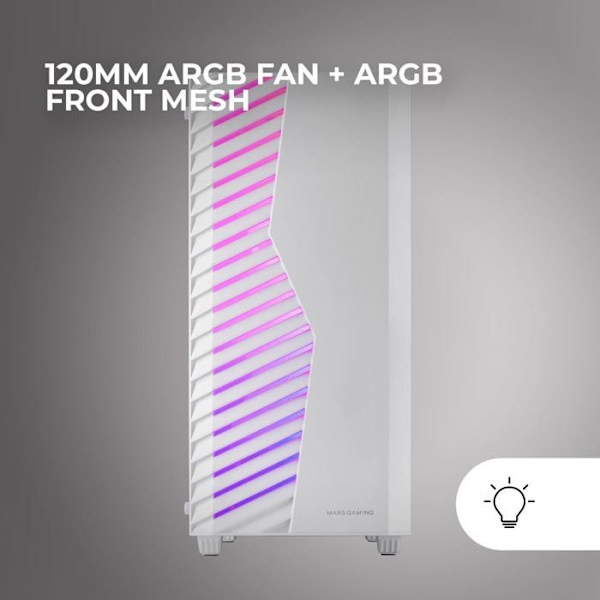 MARSGAMING MC-Volt, ATX-spelfodral, 120 mm ARGB-fläkt, ARGB-främre ...