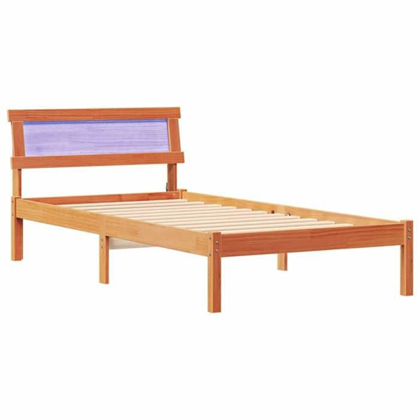 vidaXL Sängram med huvudgavel Brun vax 100 x 200 cm Massivt furu 872835 ...