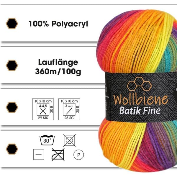 Wollbiene Batik Fine 5x100g Multicolor Gradient Lila Bär Blå | CDON