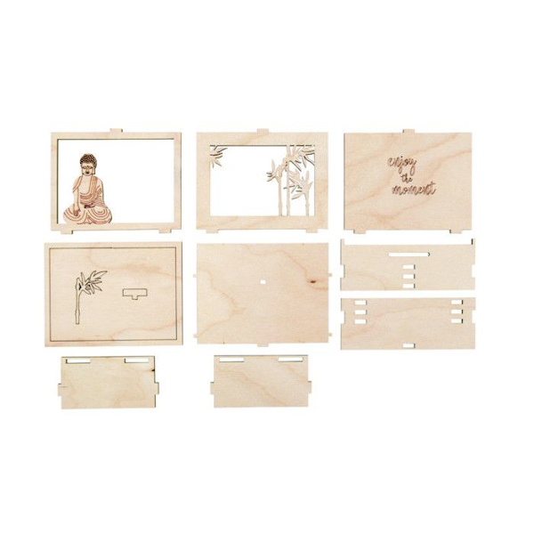 Presentlåda i trä 3D "Enjoy", FSC MixCred., naturlig, 11,5x8,5x5cm, kit ...