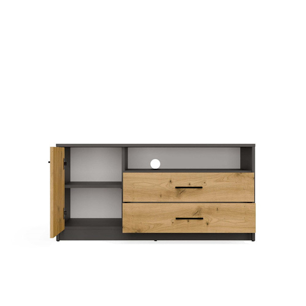 Modernt TV-skåp Simplo 1D2S - 2 lådor, 1 dörr, öppen hylla | Antracit ...