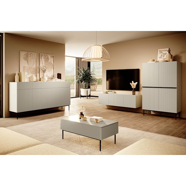 Nicole sofabord 120 cm med soft-close skuffer | Farve: Cashmere ...