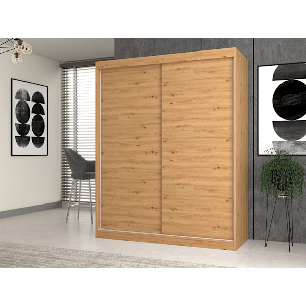Modern garderob IGA med skjutdörrar | Artisan Oak | 160 cm bred | CDON