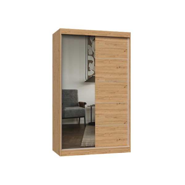 Garderob med skjutdörrar IGA - Traditional & Artisan Oak, 1 Mirror ...
