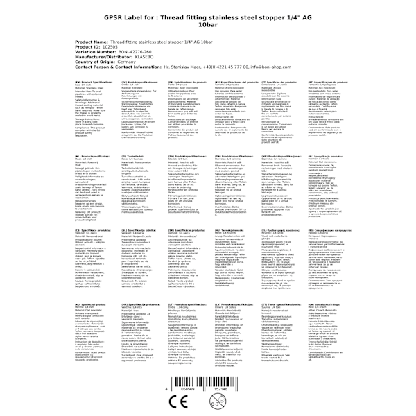 Rostfri Gängplugg 1/4 tum i V4A Stål – Tryckfast och Enkel att Montera ...