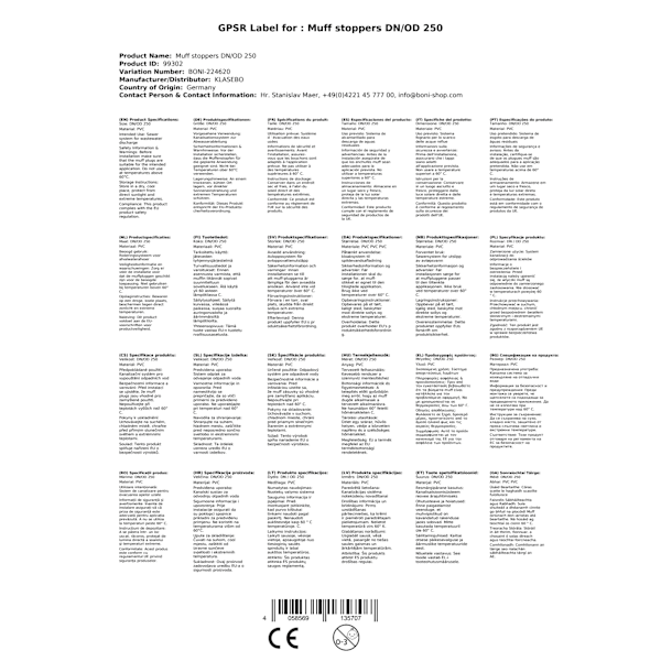 PVC-viemäriputken tulppa DN/OD 250 – kestävä, tiivis ja helppo asennus ...