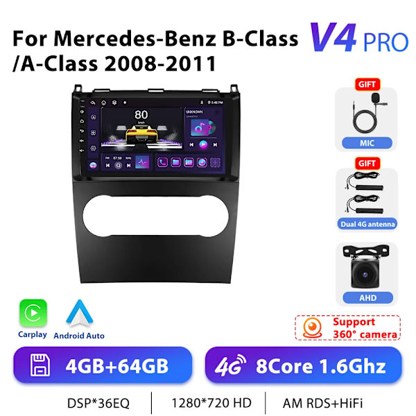 Mercedes-Benz A/B-Klass 2008–2011 - Android bilstereo 2DIN - 22,9 cm ...