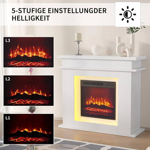 Elektrisk kamin med omramning - Fristående eldstad 46 cm - LED ...