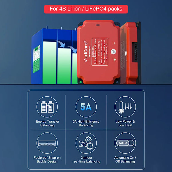 Smart aktiv balanserare LiFePO4 BMS - 4S batteriutjämnare - 5A ...