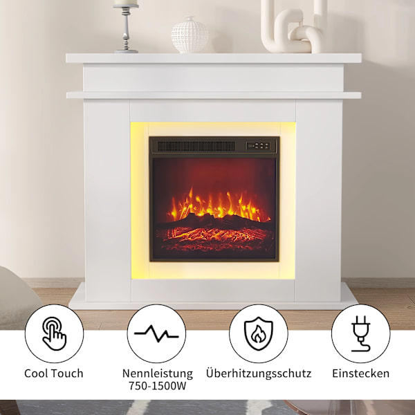 Elektrisk kamin med omramning - Fristående eldstad 46 cm - LED ...