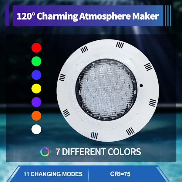 LED poollampe - IP68 undervandslampe - RGB flerfarvet - 45W 2500 lm 12V ...