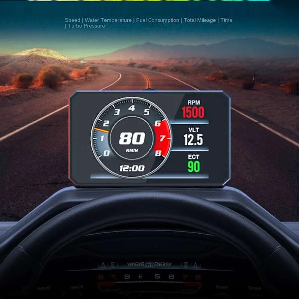 Bil HUD Head-Up Display - OBD2 Forrudeprojektor - 7,6 cm LCD ...