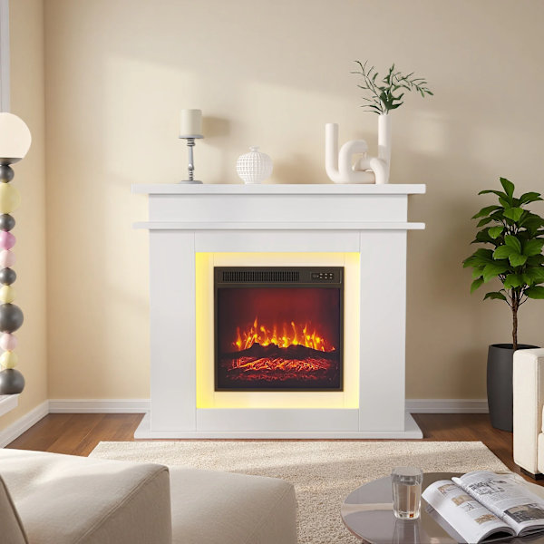 Elektrisk kamin med omramning - Fristående eldstad 46 cm - LED ...