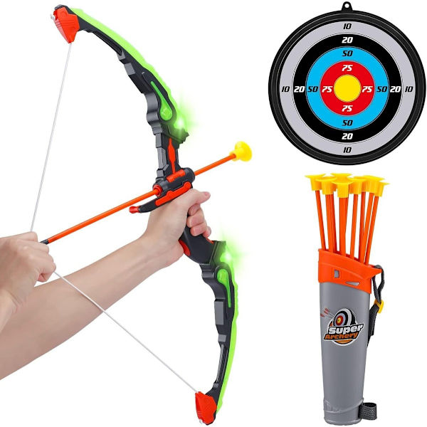 Bow And Arrow Toy Set 10 Suction Arrows, Target & Quiver, Ages 4-13 ...