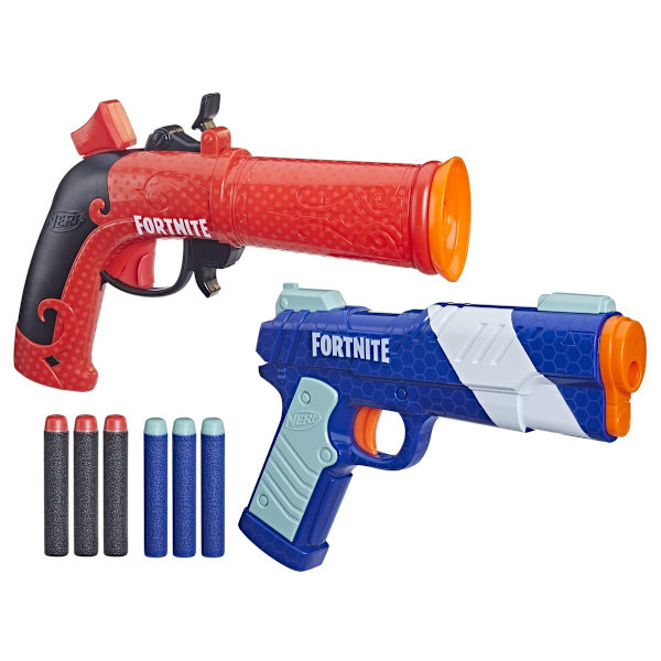 Nerf Fortnite Dual Pack 2 Fortnite Blasters, Flint-Knock & LP Dart ...