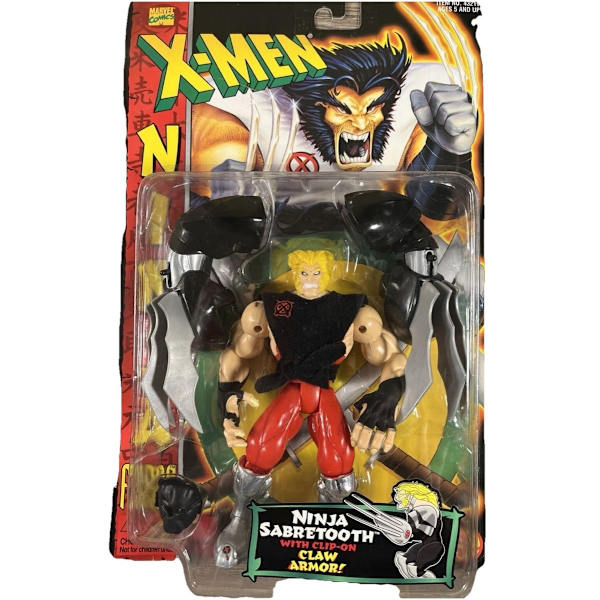 Vintage Marvel Toy Biz 1996 X-Men Ninja Force SabreTooth Action Figure ...