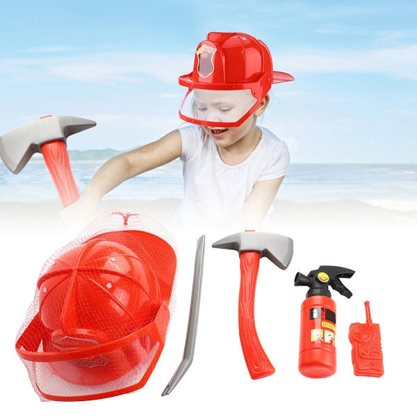 5pcs Children Firefighter Fireman Cosplay Toys Kit Helmet Fire ...