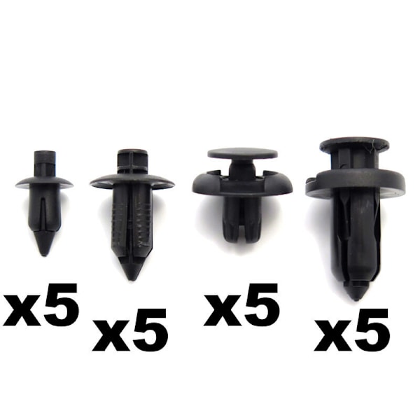 20 Piece Plastic Rivet Fasteners Kit- 4 Common Sizes of Trim Clip For ...