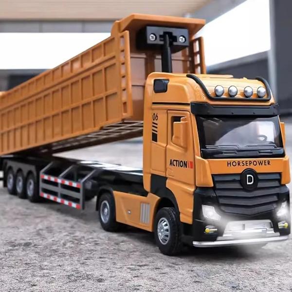1:50 Diecast Dump Truck Model Toy Metal Vehicle Sound Light Pull Back ...