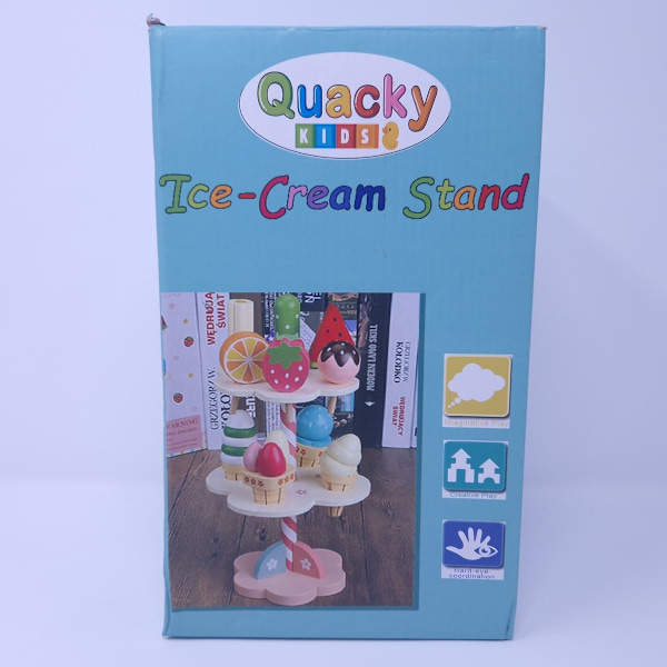 Quacky Kids Wooden Ice-Cream Stand Includes 10 x Magnetic Ice-Creams ...