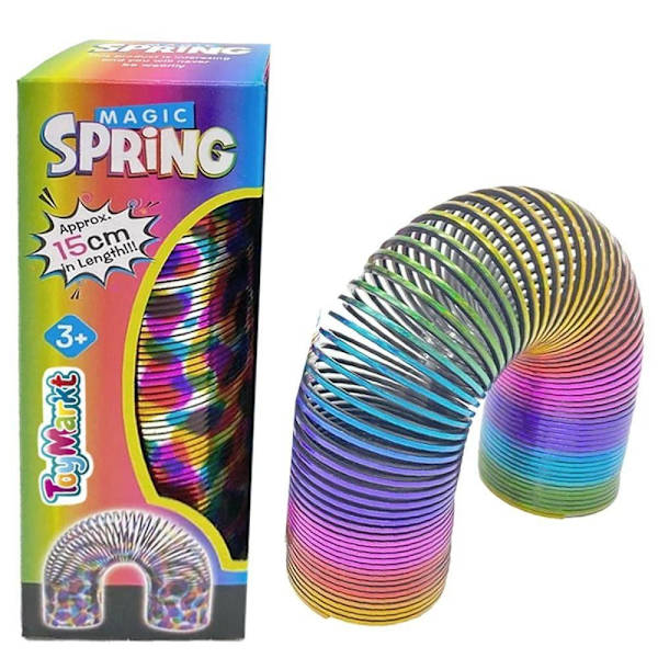 Large Rainbow Magic Spring Stretching Bouncing Rainbow Coil 15cm Kids ...