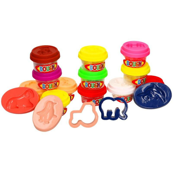 Deluxe Dough Set 12 Pots Moulds Cutters Kids Play Dough Modelling Craft ...