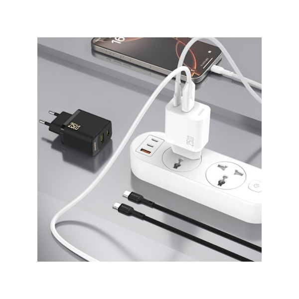 Dudao A26TCEU PD QC 25W GaN USB-A USB-C Wall Charger with USB-C Cable ...