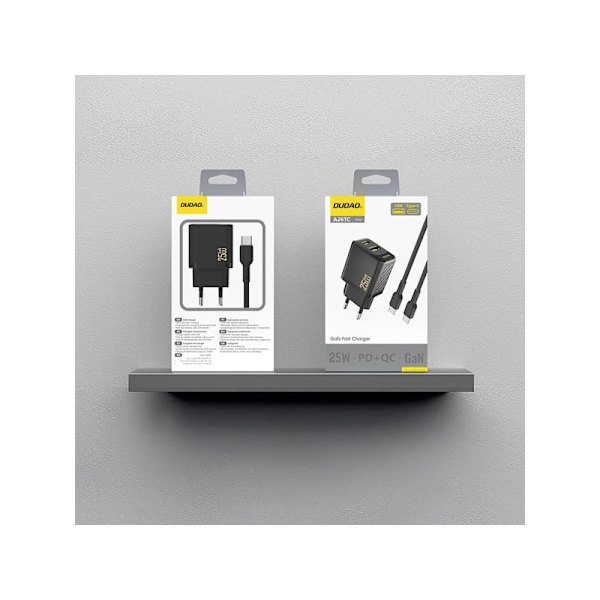 Dudao A26TCEU PD QC 25W GaN USB-A USB-C Wall Charger with USB-C Cable ...