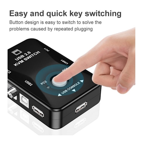2-portars VGA KVM-switch, USB KVM-switch för 2 datorer, delad skärm ...