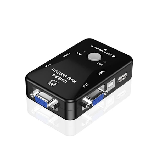 2-portars VGA KVM-switch, USB KVM-switch för 2 datorer, delad skärm ...