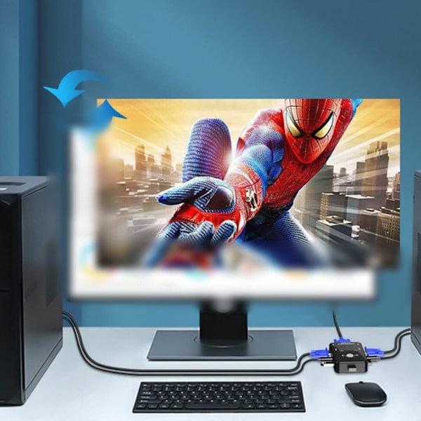 2-portars VGA KVM-switch, USB KVM-switch för 2 datorer, delad skärm ...