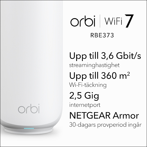 Netgear Router Orbi 370 Series Dual-Band WiFi 7 Mesh 3-Pack NETGEAR | CDON