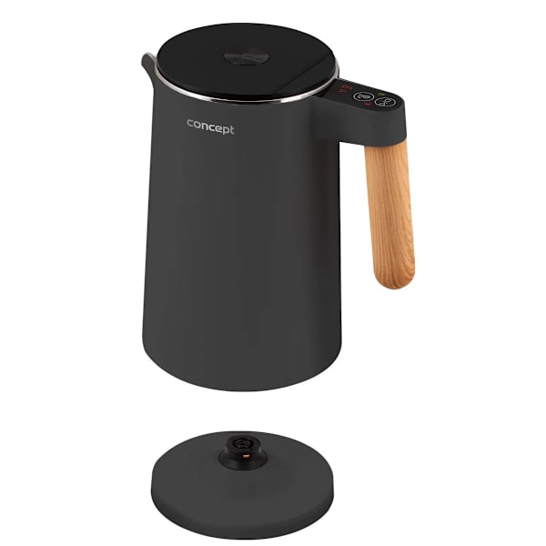 Sladdlös vattenkokare i rostfritt stål CONCEPT DOUBLE WALL MÖRKGRÅ 1,5 ...