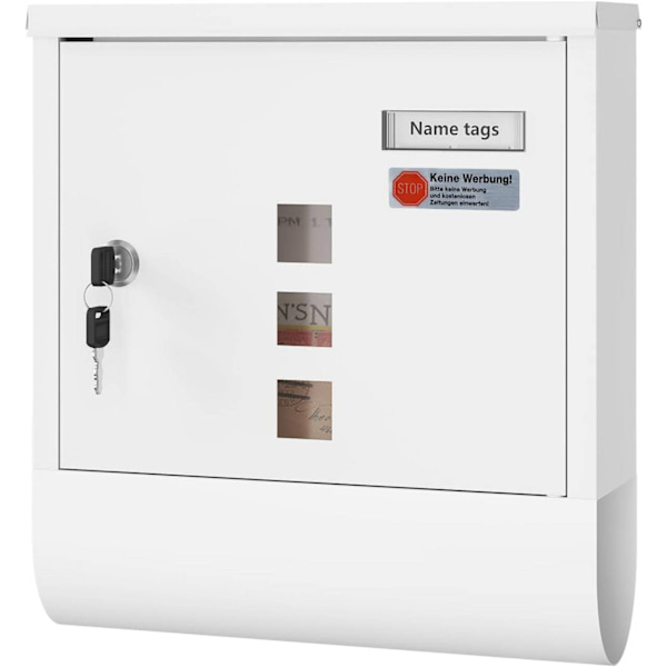 Rootz White Mailbox - Wall -Moned Post Box - Secure Locking System ...