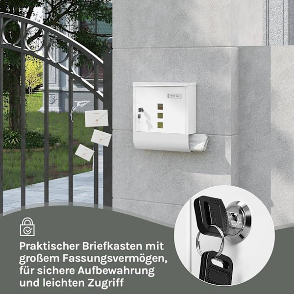 Rootz White Mailbox - Wall -Moned Post Box - Secure Locking System ...