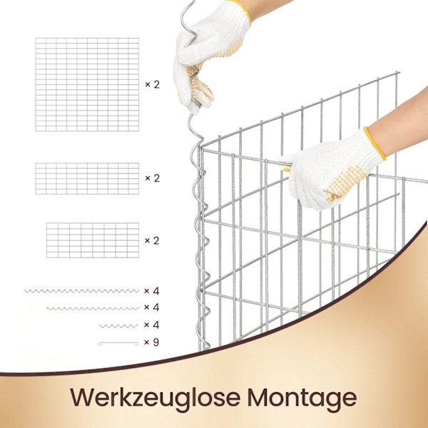 Rootz Metal Stone Gabion Basket - Garden Wall Decor - Galvanized Steel ...