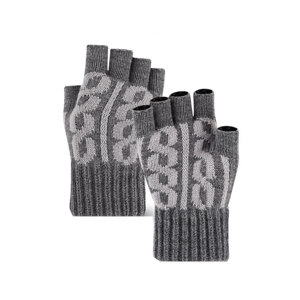 Half-Finger Design Stickade Handskar Grey | CDON