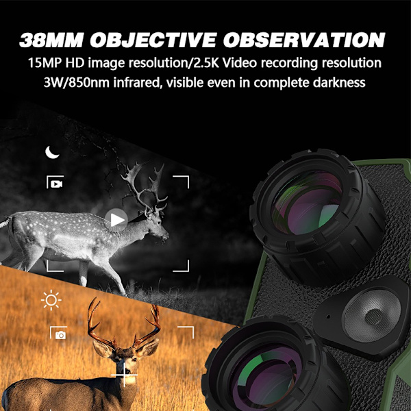 Højopløselig digital natkikkert med 4x zoom og infrarød belysning Green ...