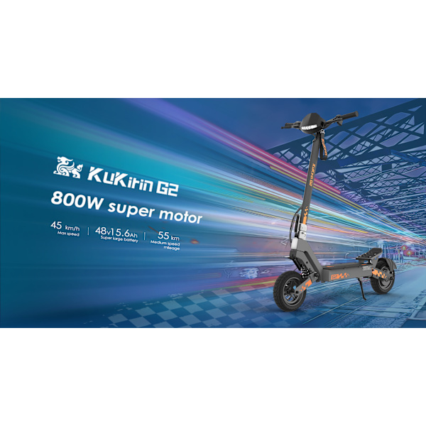 2026 Kukirin G2 elektrisk scooter: 48V 15Ah batteri, 800W motor, 10 ...