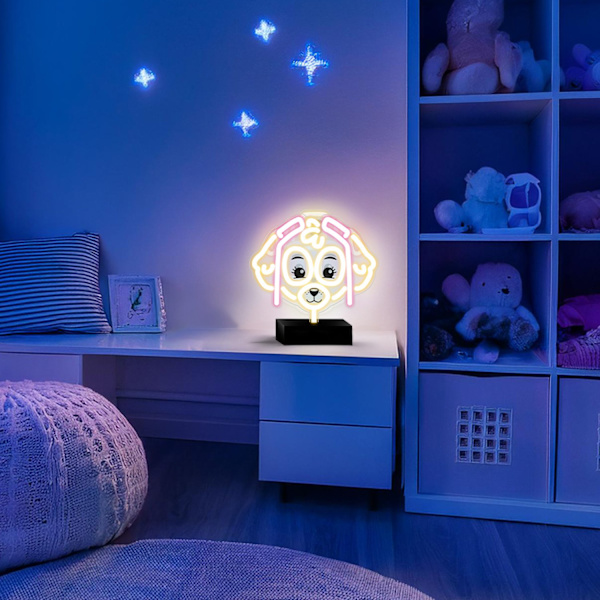 Paw Patrol Neon LED Skye – 25×25 cm med Stativ & USB-ström | CDON
